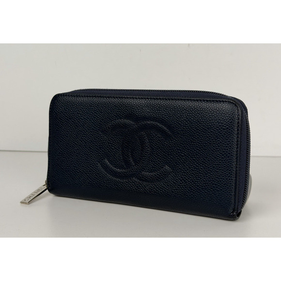 CHANEL | Bags | Chanel Timeless Cc Zipped Organizer Wallet In Blue ...